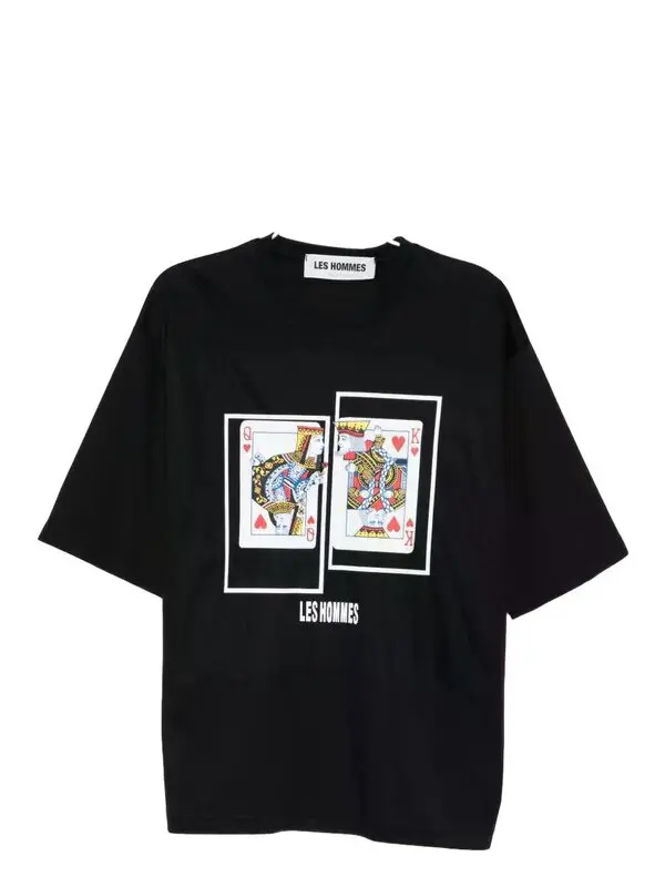 LES HOMMES Printed T-shirt - Black