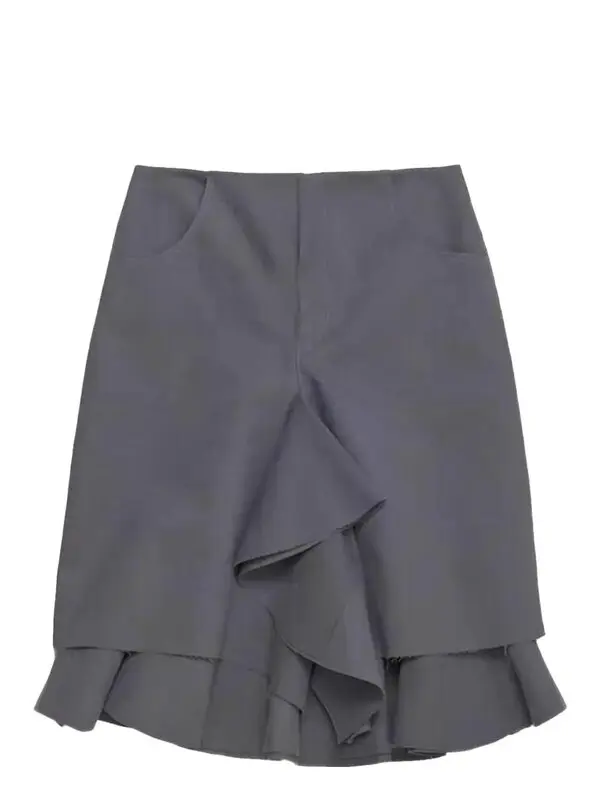 FIDAN NOVRUZOVA Ruffled Frayed Skirt - Grey