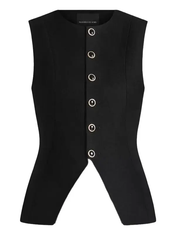 Manière De Voir Maniere De Voir Maisie Tailored Crew Neck Cinch Waistcoat - Black