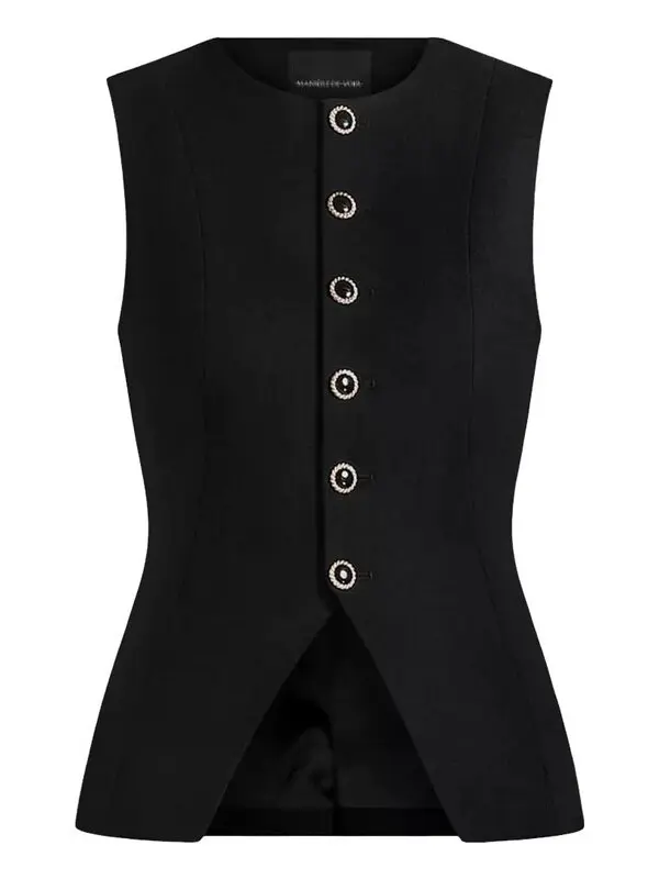Manière De Voir Maniere De Voir Maisie Tailored Crew Neck Cinch Waistcoat - Black