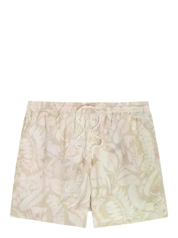 BOSS Floral Print Drawstring Swim Shorts - Neutrals