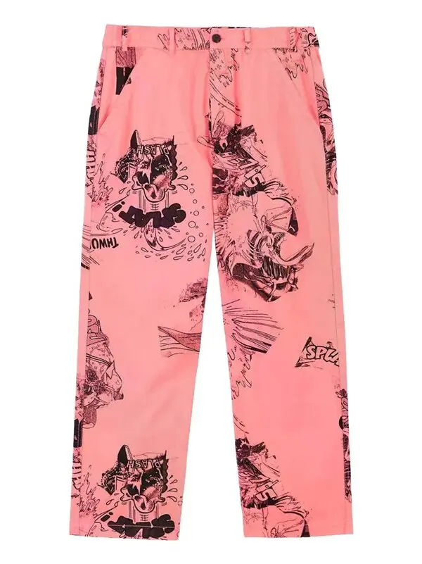 Comme Des Garçons Graphic Print Trousers - Pink