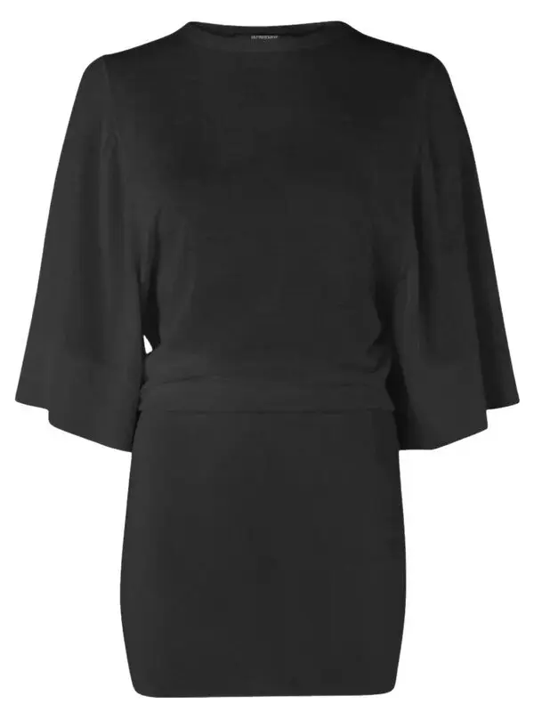 Jacquemus Draped Waist Flared Sleeve Mini Dress - Black