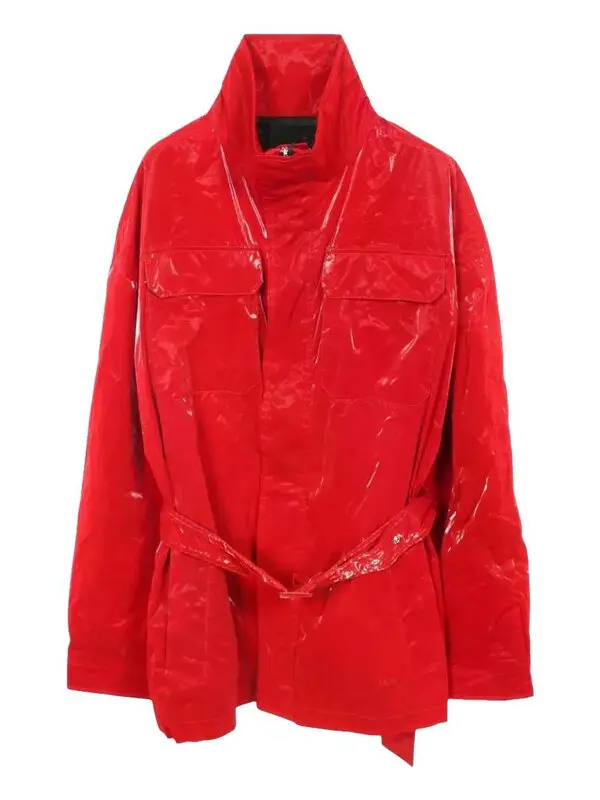 Dior Belted High Neck Coat - Red