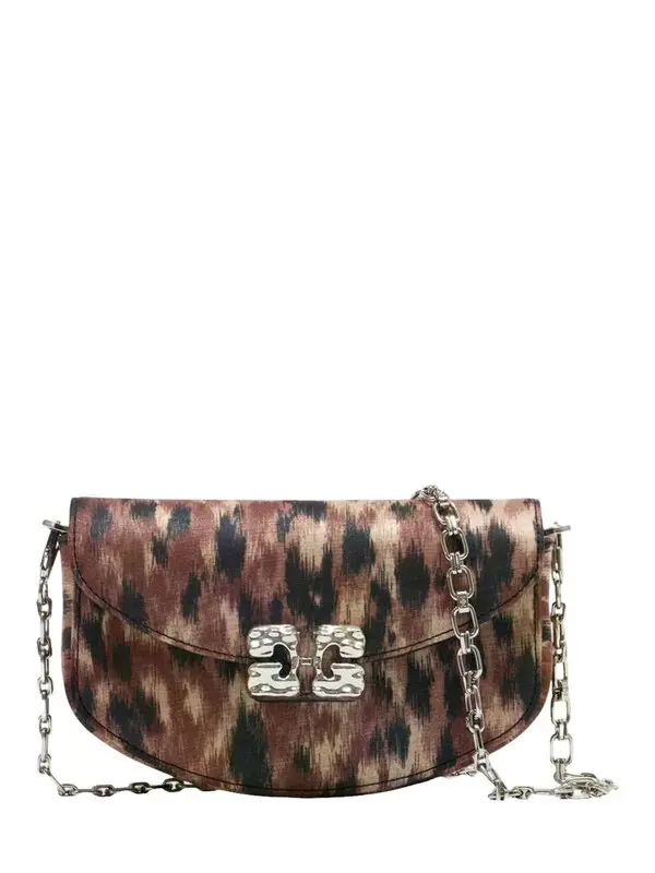 GANNI Lulu Leopard-print Crossbody Bag - Brown
