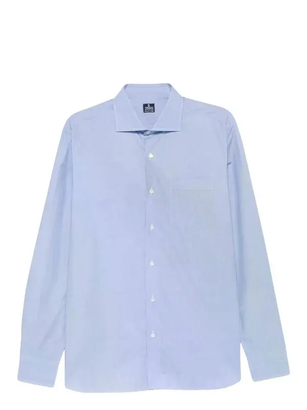 TRUZZI Chest-pocket Spread-collar Shirt - Blue