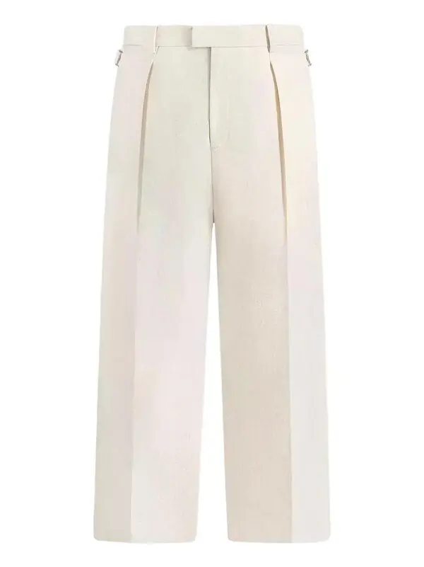 Manière De Voir D⁠orian In Cream Relaxed-fit Twill Pleated Tailored Trousers - Neutrals