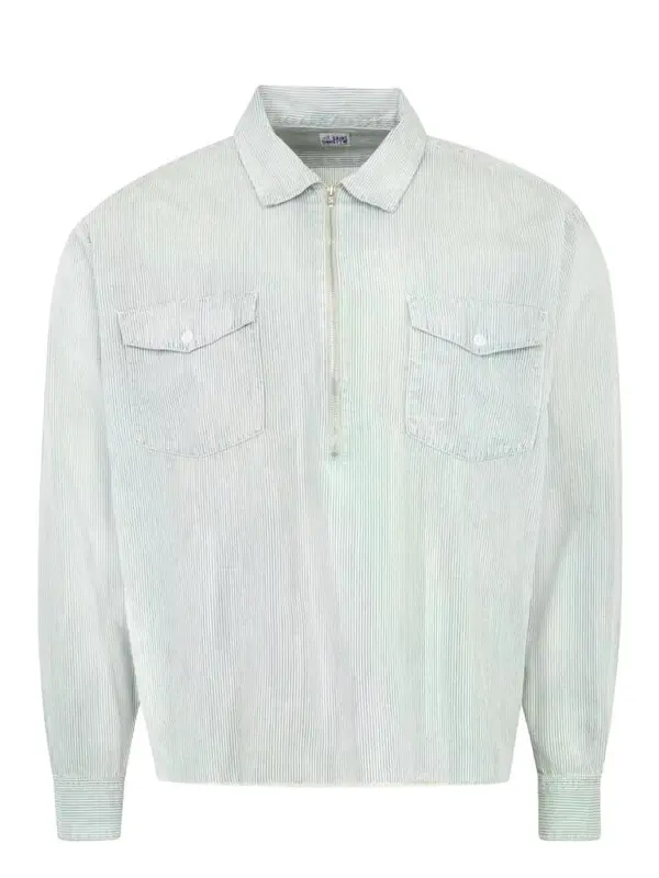 SAINT MXXXXXX Hickory-stripe Zip-up Shirt - Blue