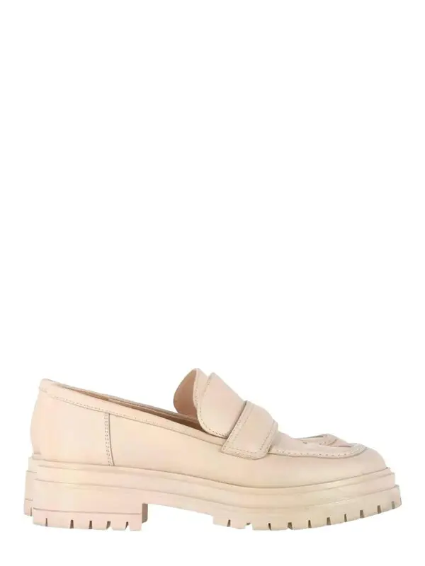 GIANVITO ROSSI Leather Platform Loafers - Neutrals