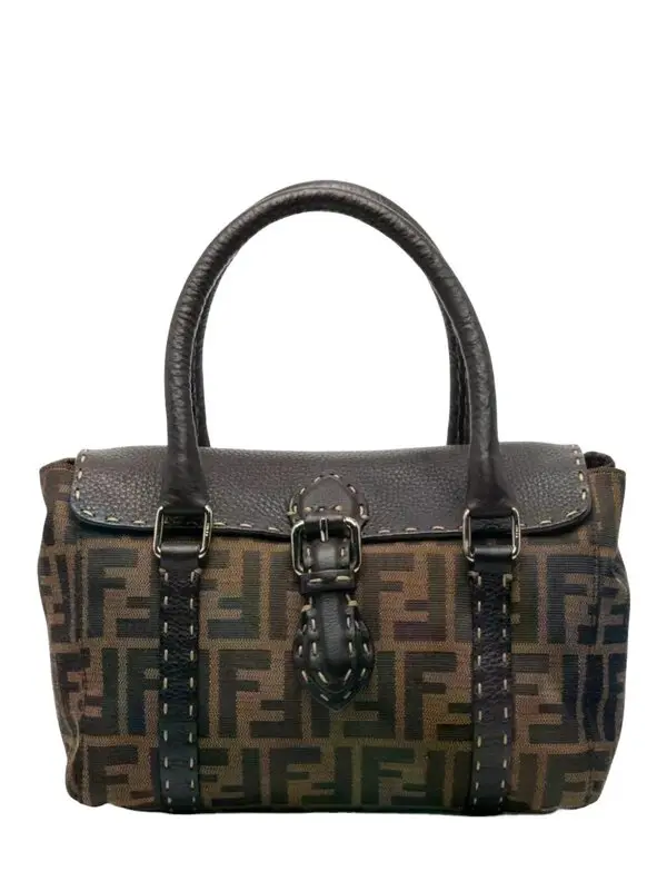 Fendi Zucca Canvas Selleria Linda Handbag - Brown