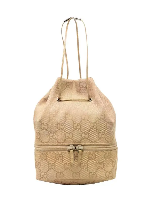 Gucci Gg Canvas Drawstring Pouch Clutch Bag - Neutrals