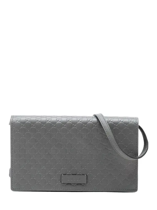 Gucci Microssima Wallet On Strap Crossbody Bag - Grey