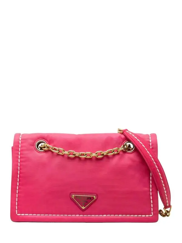 Prada Tessuto Chain Flap Crossbody Bag - Pink