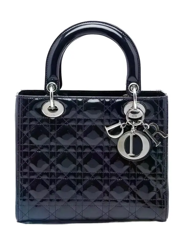 Dior Patent Cannage Lady Satchel - Purple