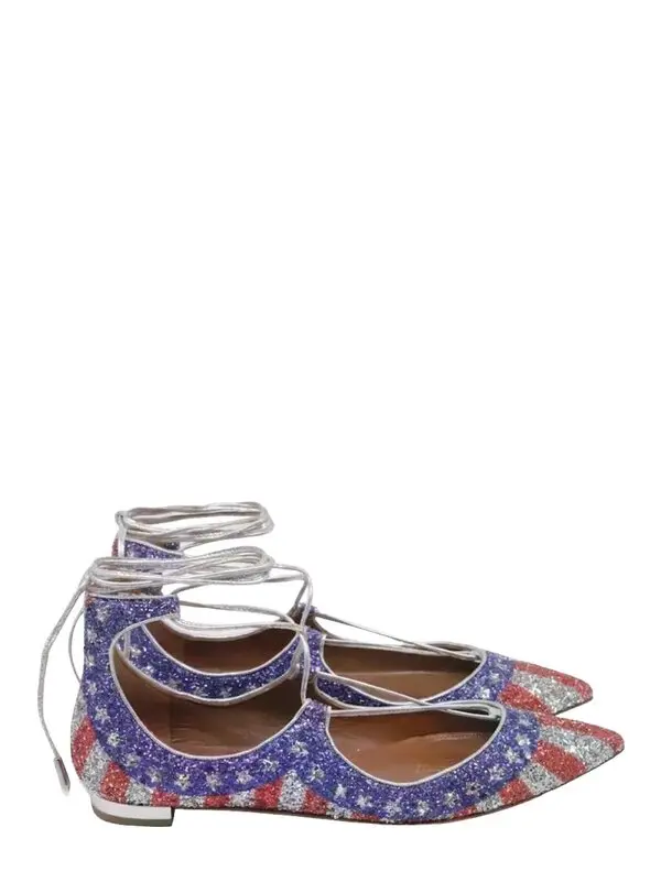 AQUAZZURA Christy Lace-up Ballet Flats - Blue