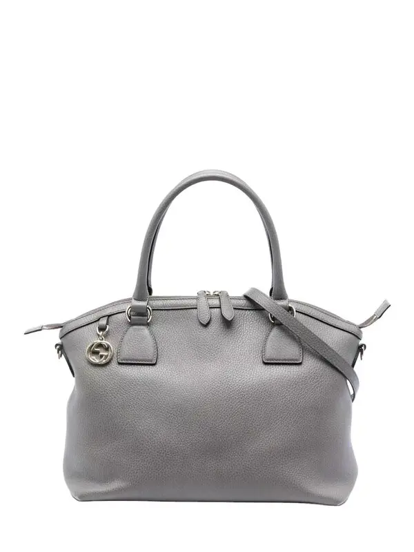 Gucci Leather Gg Charm Dome Satchel - Grey