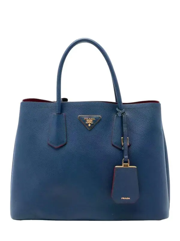 Prada Saffiano Cuir Double Satchel - Blue