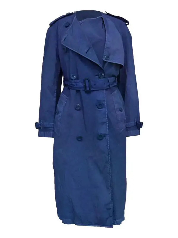 Burberry Collarless Double-breasted Trench Coat - Blue
