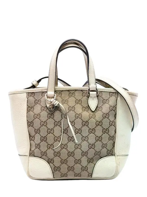 Gucci Small Gg Canvas Bree Satchel - White