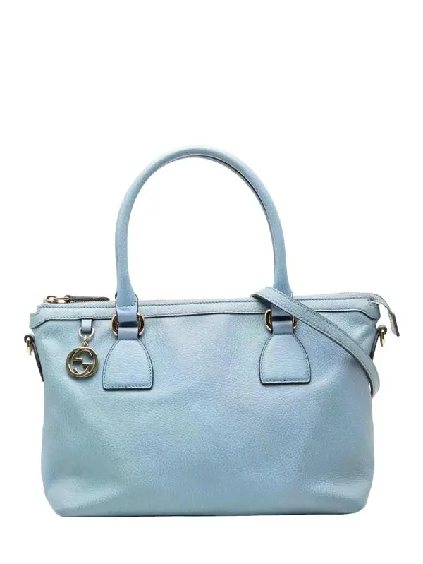 Gucci Calfskin Gg Charm Satchel - Blue