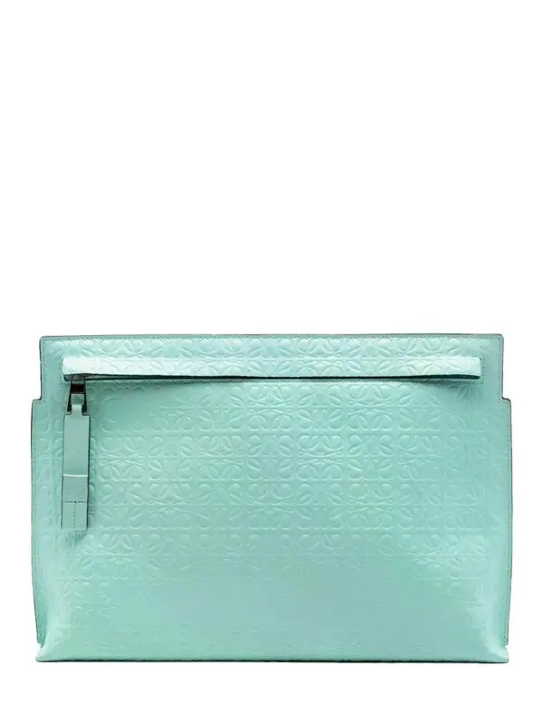 Loewe Calfskin Anagram Repeat T Pouch Clutch Bag - Green