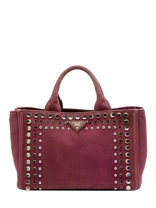 Prada Small Canvas Canapa Bijoux Satchel - Red