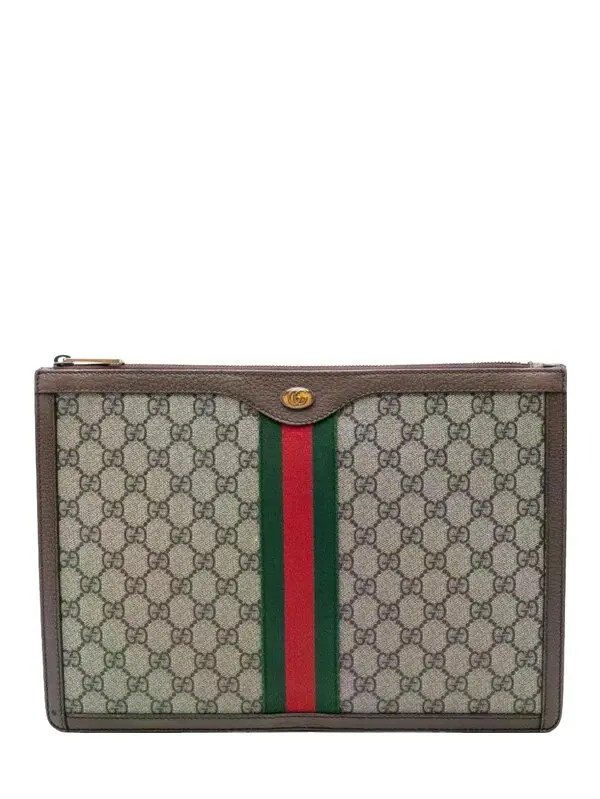 Gucci Gg Supreme Ophidia Clutch Bag - Neutrals