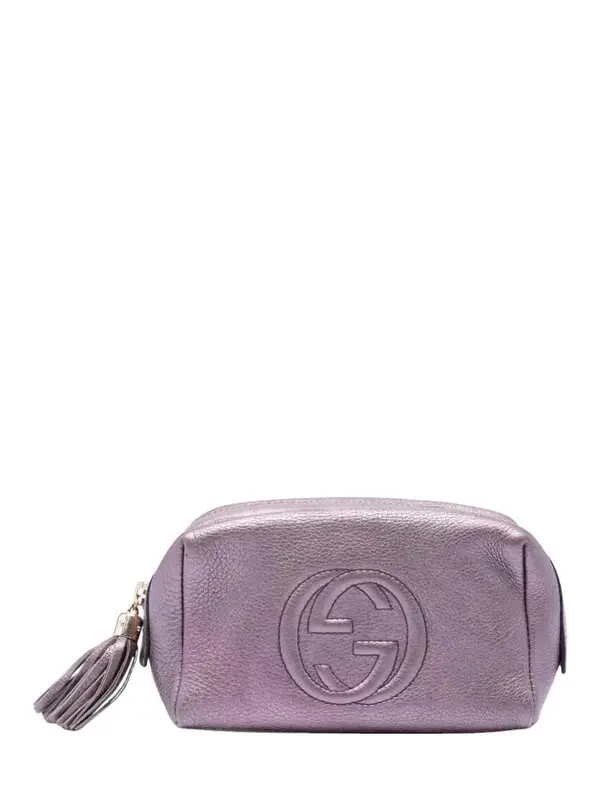 Gucci Metallic Leather Soho Cosmetic Pouch - Purple