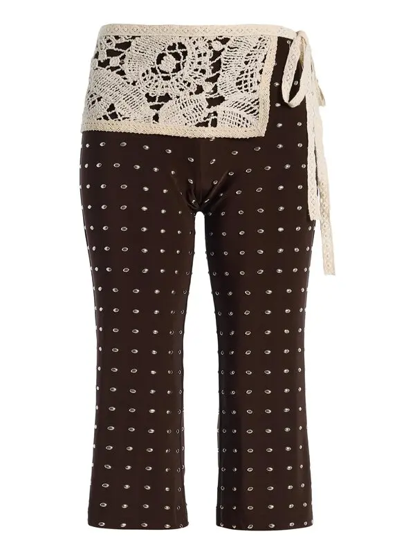 SIEDRES Gianna Lace-detailed Studded Capri Pants - Brown