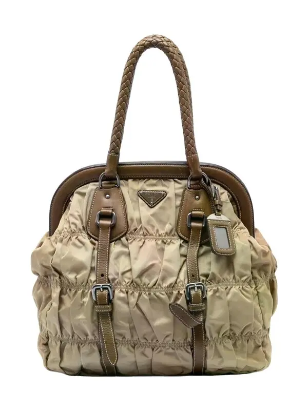 Prada Tessuto Gaufre Frame Tote Bag - Neutrals