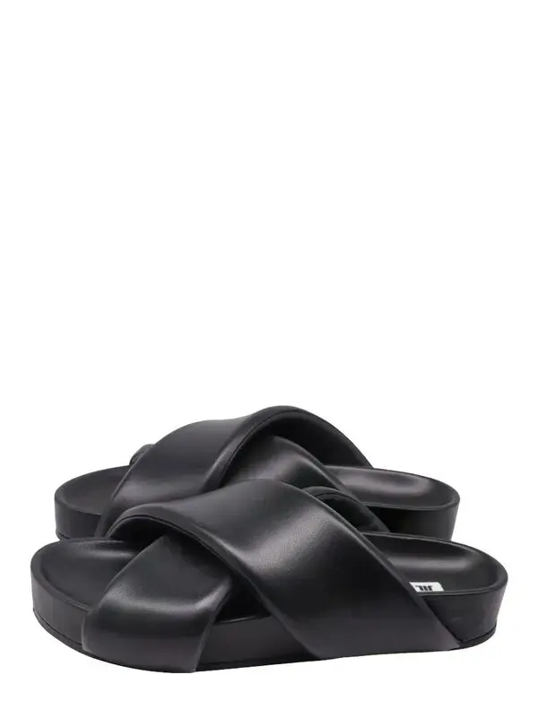 JIL SANDER Padded Cross-strap Flat Sandals - Black