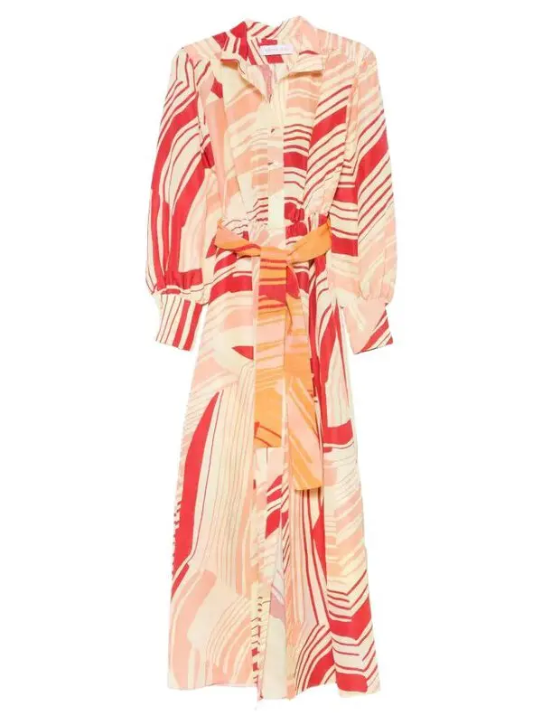 Raquel Diniz Abstract Print Belted Maxi Dress - Neutrals
