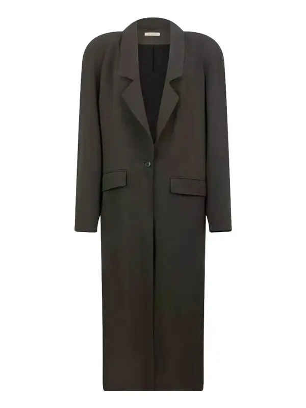 THE MANNEI Single-breasted Padded-shoulder Coat - Brown