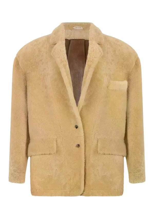 THE MANNEI Shearling Jacket With Notch Lapels And Rear Vent - Neutrals