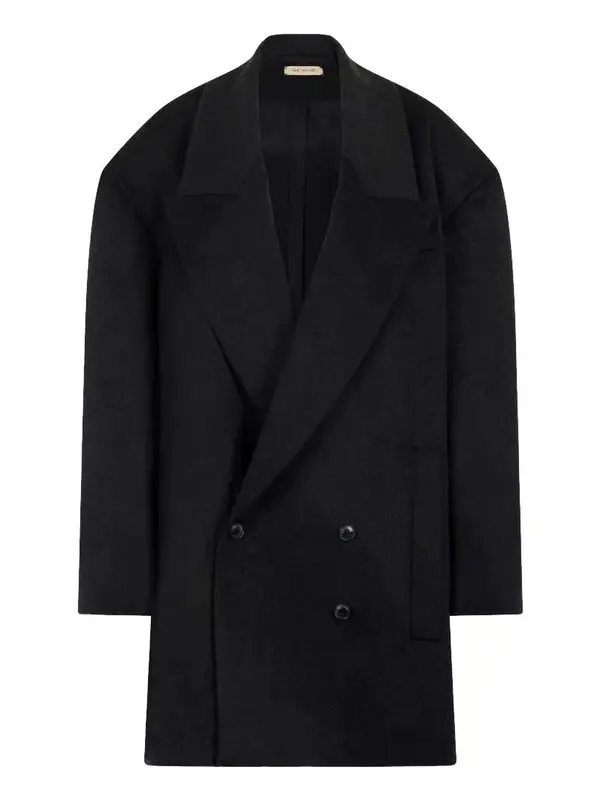 THE MANNEI Double-breasted Oversized Coat - Black