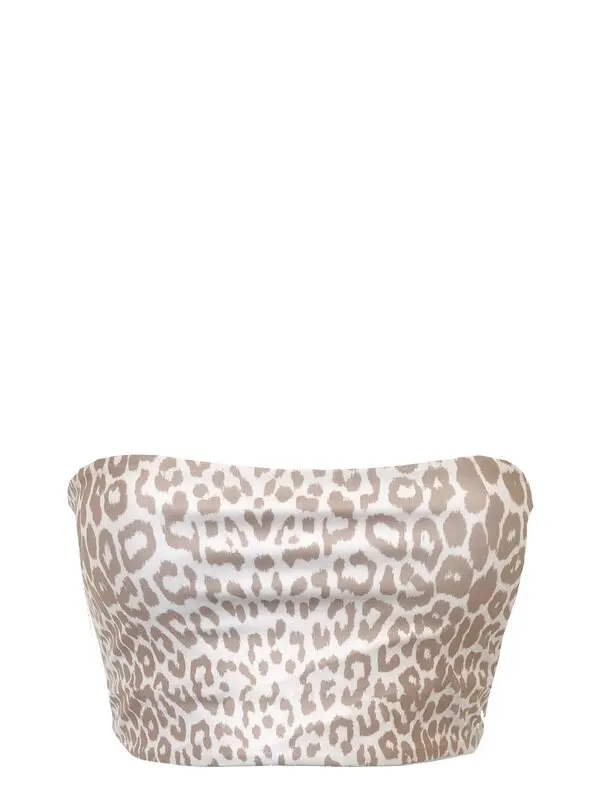 TERRA DEA Reversible Leopard Print Bikini Top - White/brown