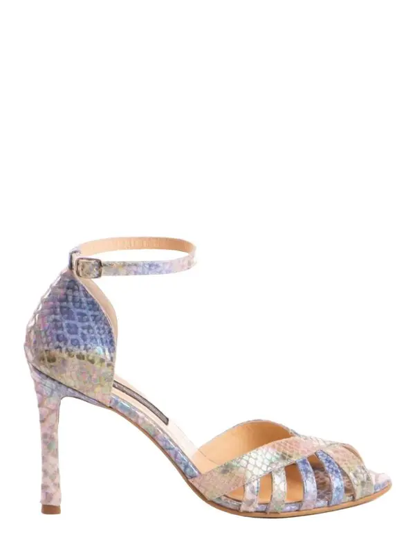 THE 5TH ELEMENT Luminous Embossed Leather Sandals - Blue