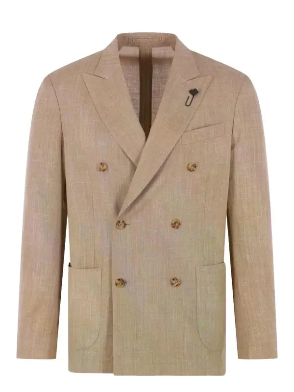 LARDINI Double-breasted Peak-lapel Blazer - Neutrals