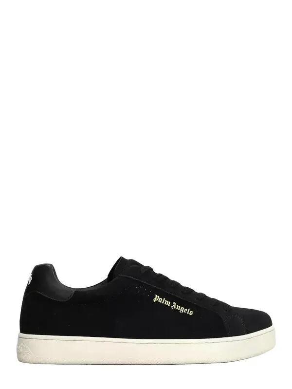 Palm Angels Suede Logo Print Sneakers - Black