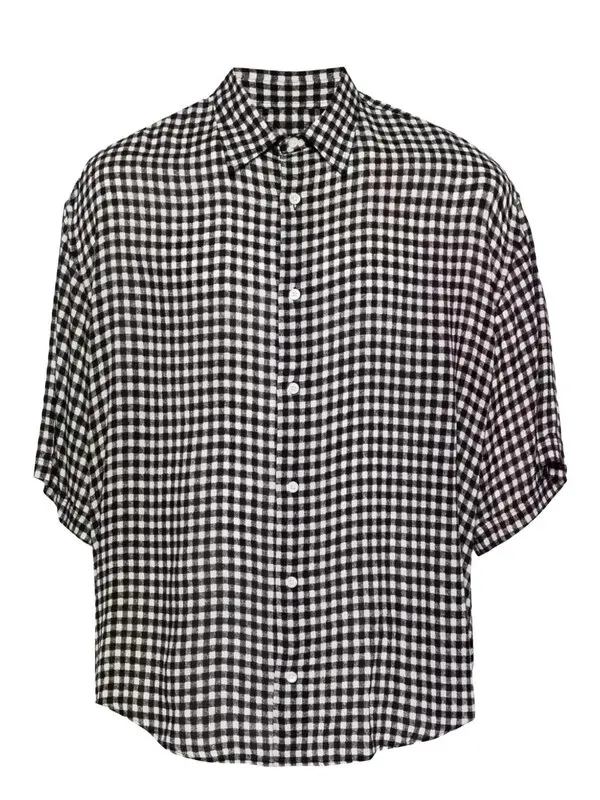 AMI Paris Gingham-check Short-sleeve Shirt - Black