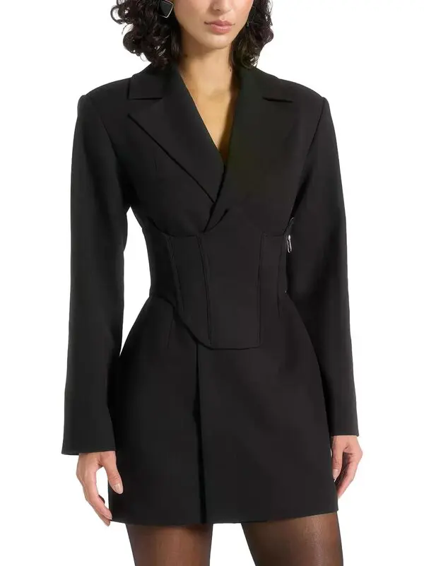 Manière De Voir Lacey Corset Detail Mini Dress - Black