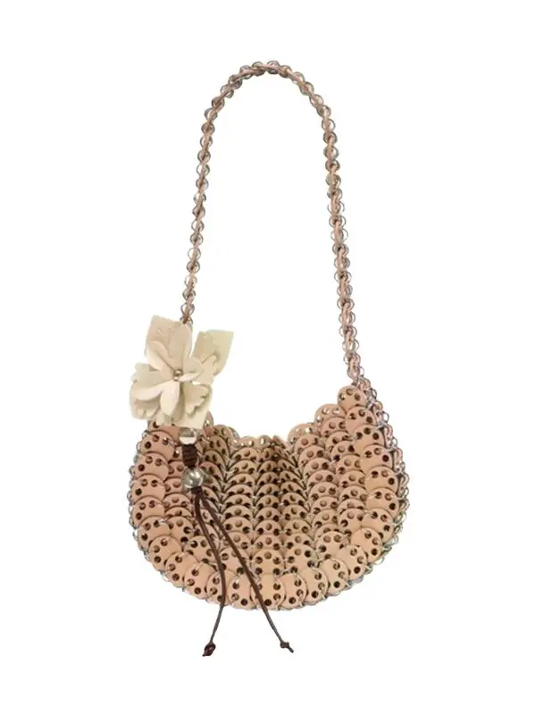 Rabanne Moon Flip Flower Embellished Shoulder Bag - Neutrals