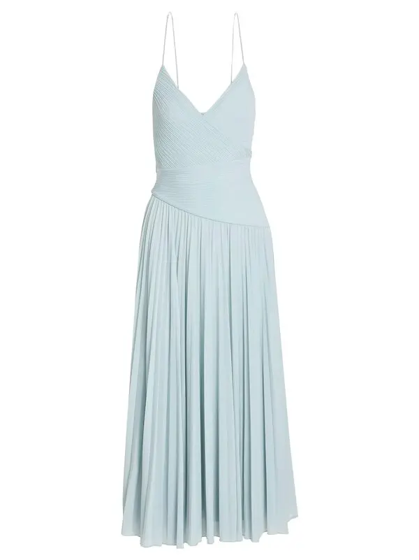 Ronny Kobo Tay Pleated Stretch-crepe Midi Dress - Light Blue