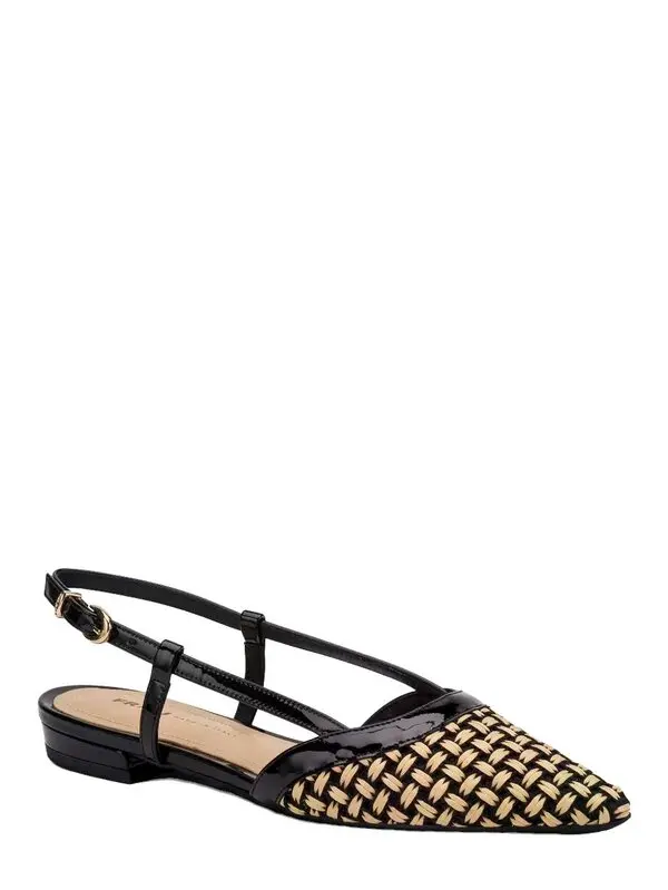 FRAU Raffia Patent-leather Slingback Pumps - Black