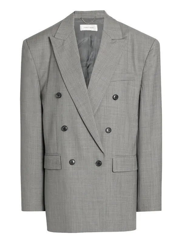 Ronny Kobo 1988 Double-breasted Wool-blend Blazer - Gray
