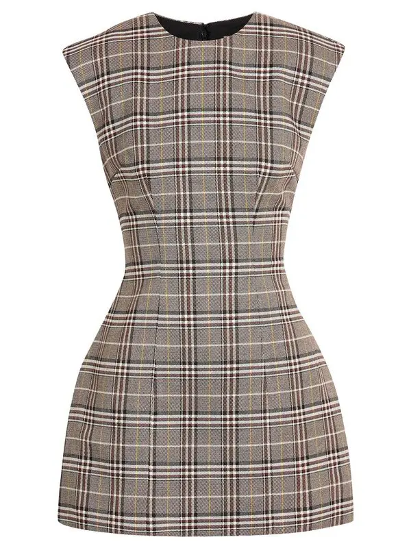 Ronny Kobo Wolverton Checked Jacquard Mini Dress - Brown