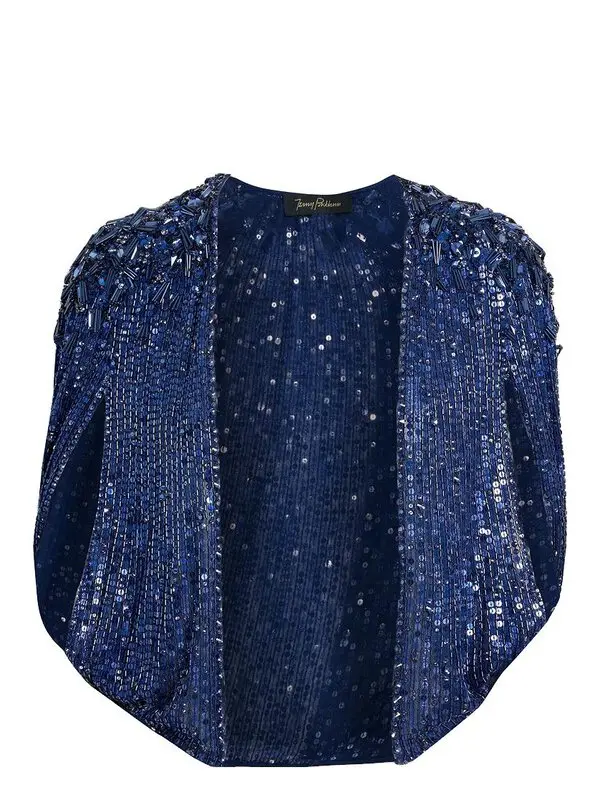 Jenny Packham Mina Embellished Tulle Bolero - Cobalt Blue