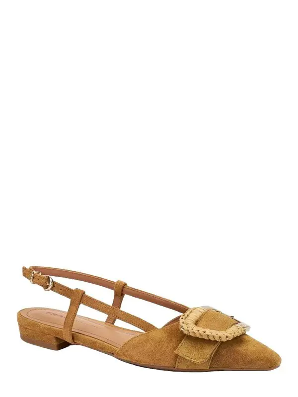 FRAU Suede Slingback Pumps With Raffia Buckle - Neutrals