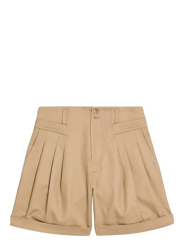Ronny Kobo Lizzie Pleated Cotton-twill High-rise Shorts - Sand