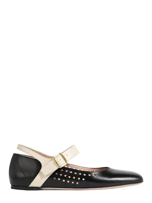 Bally Benika Perforated Mary Jane Flats - Black